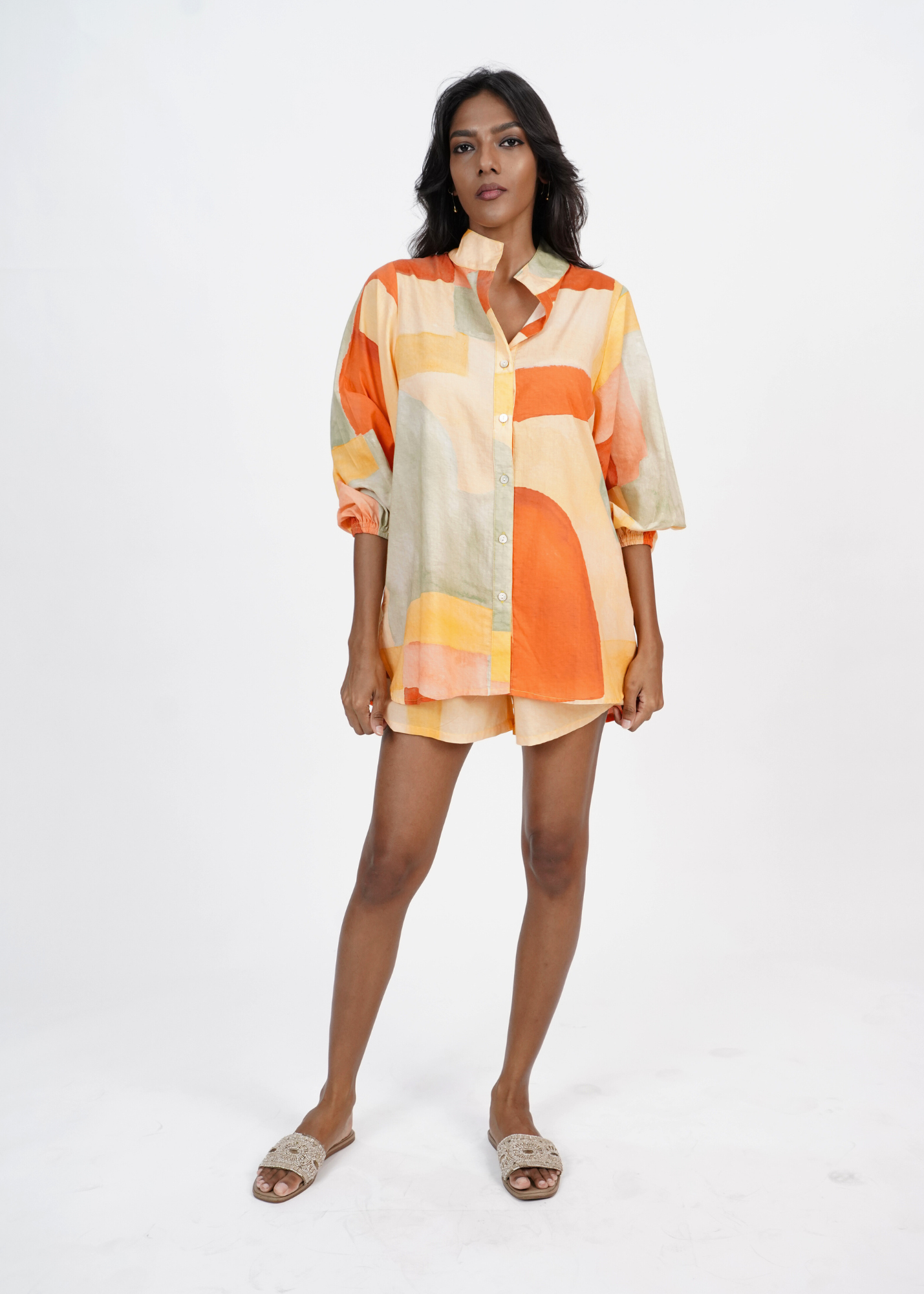 Buy Elaya Coord Set in Triangle Print | 100% Cotton | Azurina