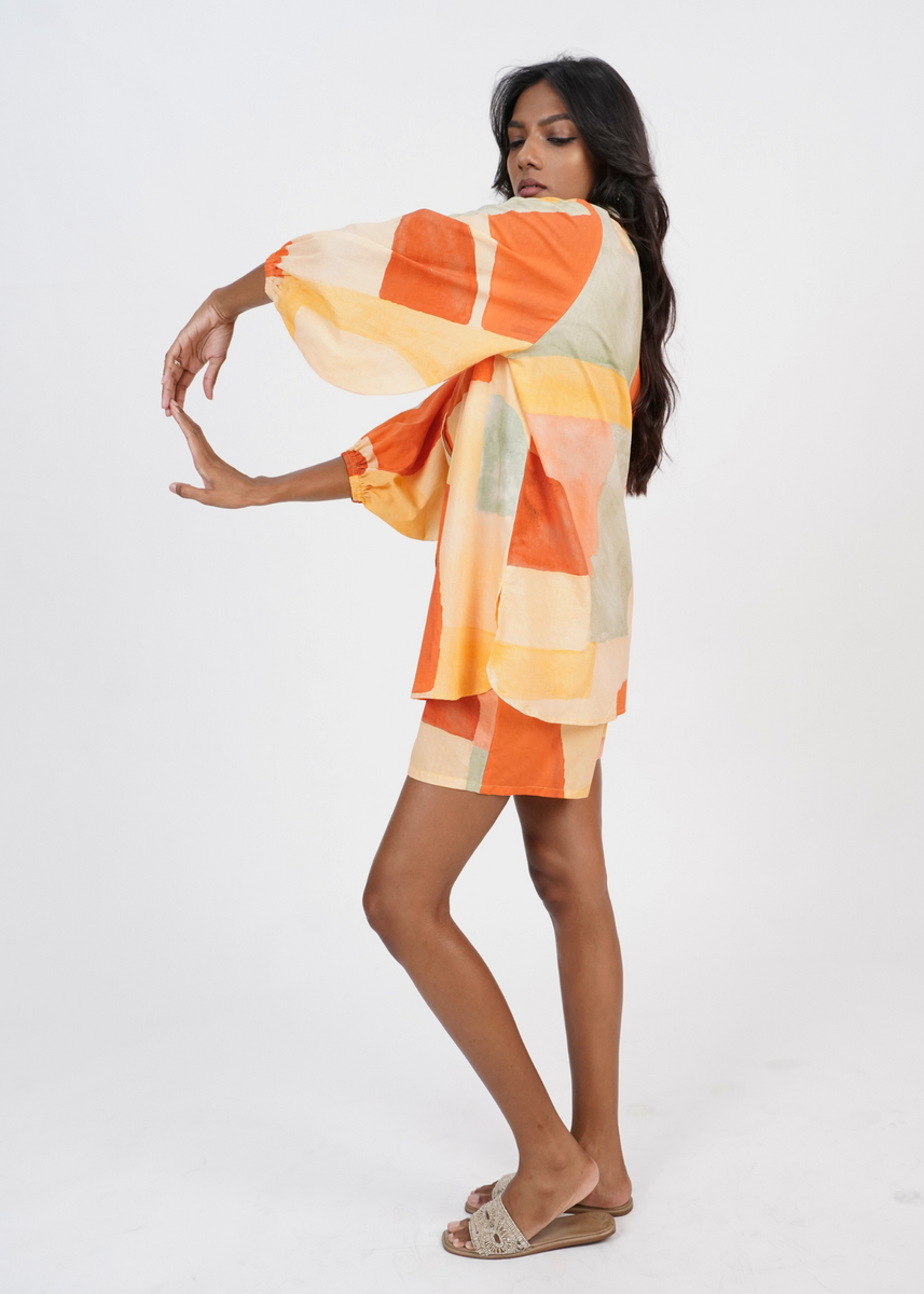Buy Elaya Coord Set in Triangle Print | 100% Cotton | Azurina