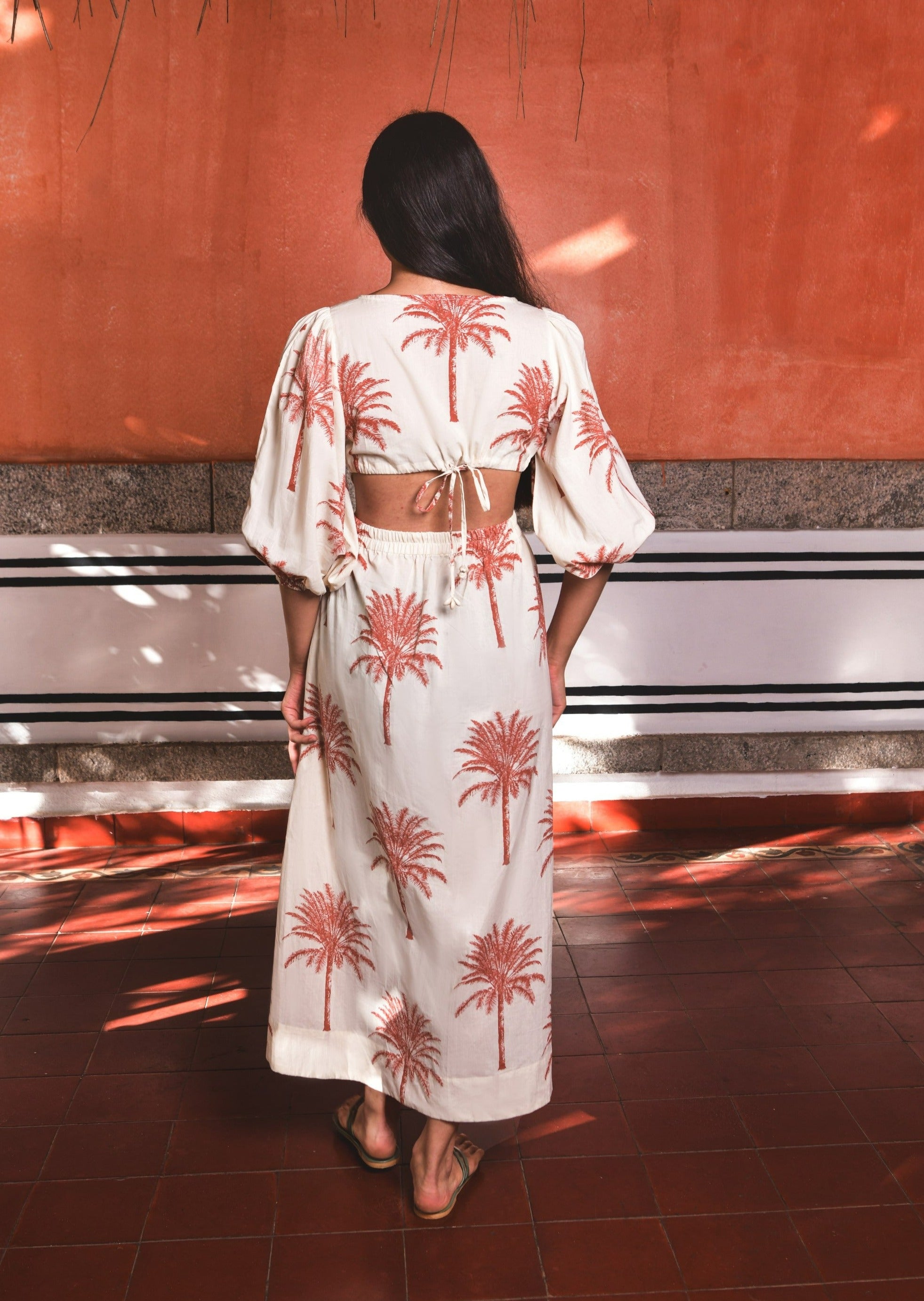 Buy Cutout Dress - Cinnamon Palms - Azurina - 100% Cotton