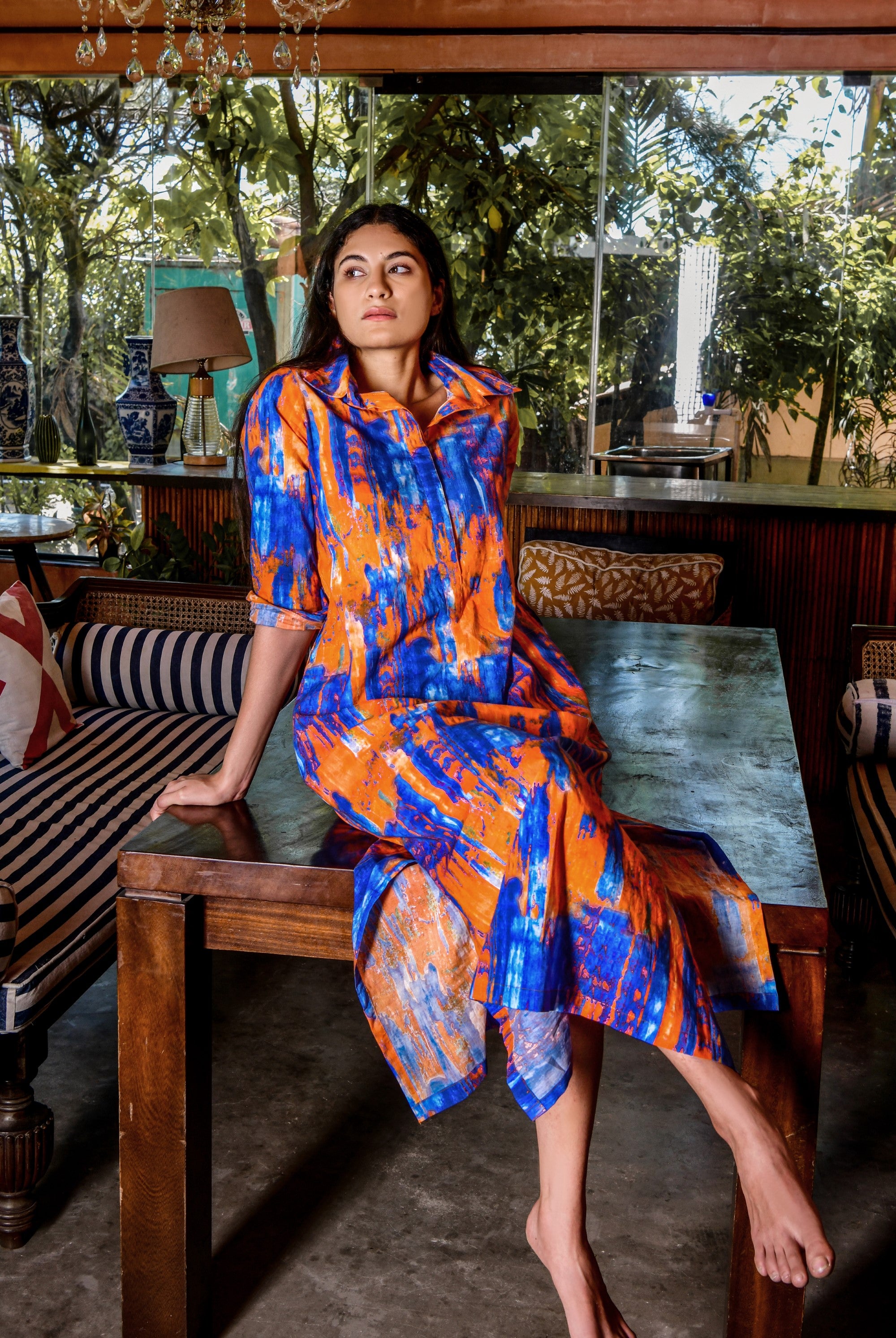 Azurina Nikki Lounge Dress - Stormy Skies